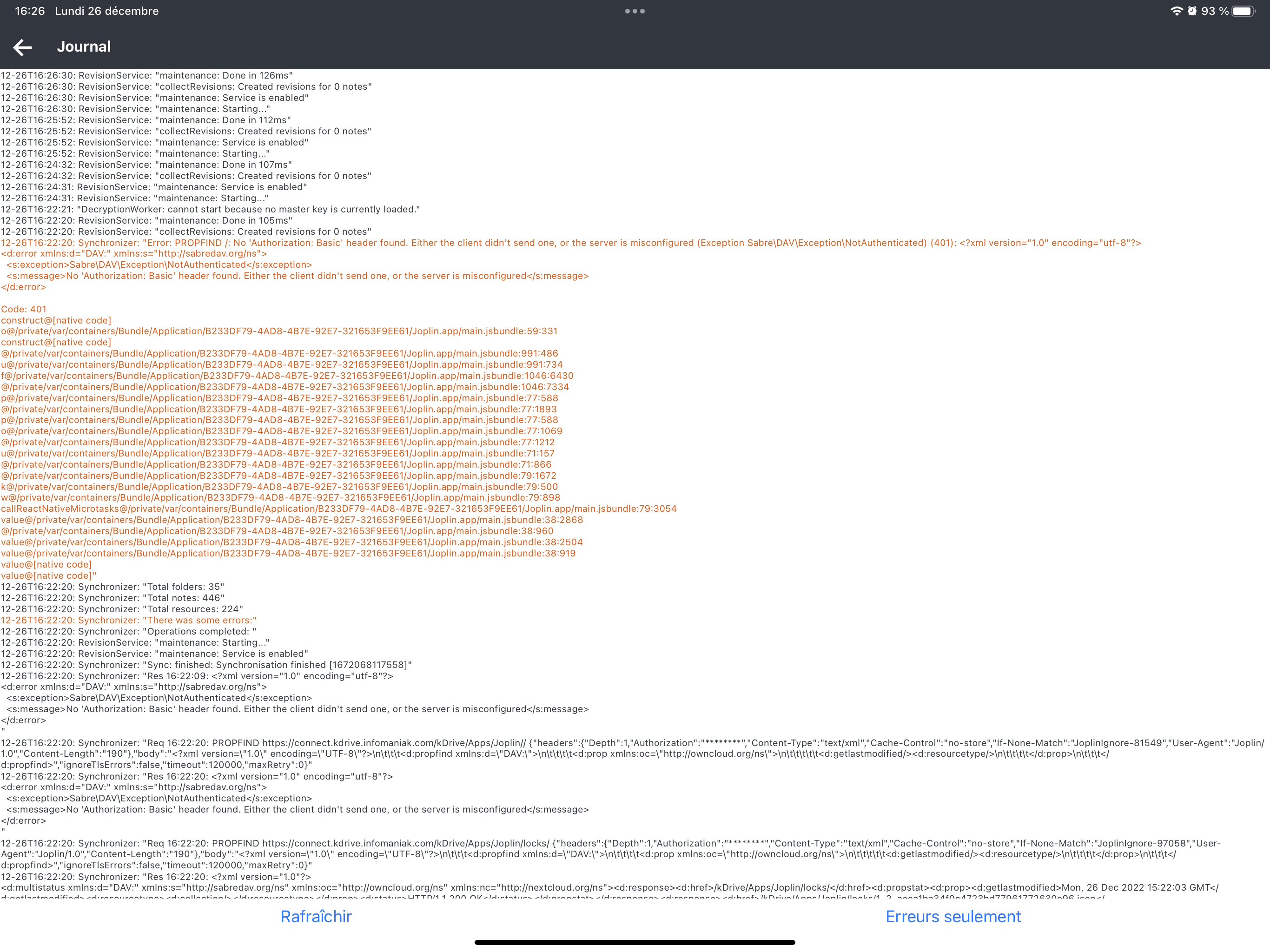 Erreur de synchronisation WebDAV avec iOS Joplin v12.9.2 · Issue #7537 · laurent22/joplin · GitHub