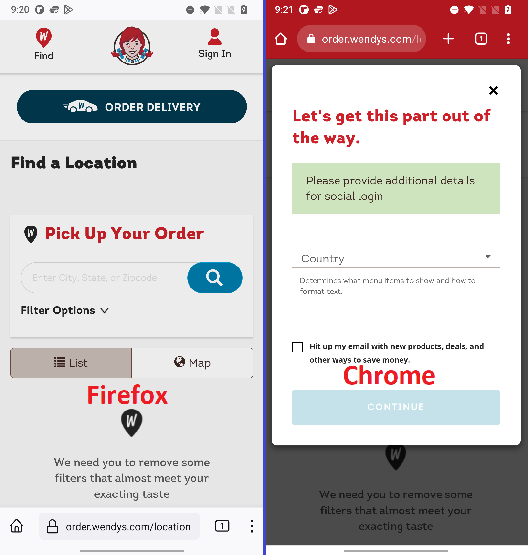 order.wendys.com - Unable to login with Google account · Issue #112353 · webcompat/web-bugs · GitHub