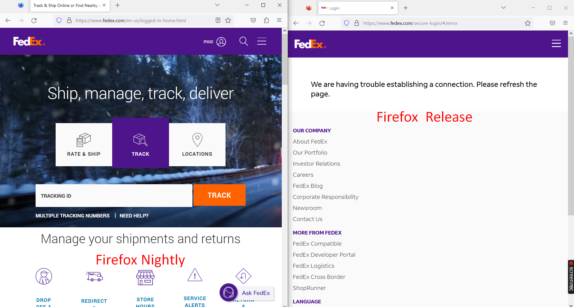 fedex.com - site is not usable · Issue #114665 · webcompat/web-bugs · GitHub