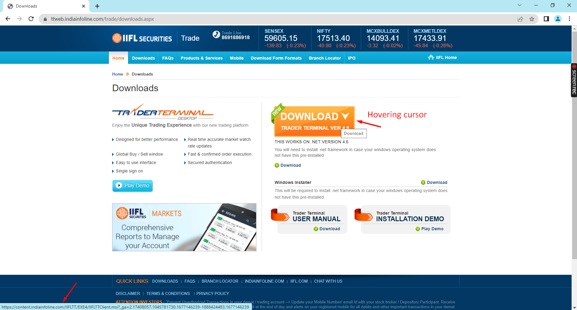 ttweb.indiainfoline.com - "DOWNLOAD" button's path is void, unable to ...