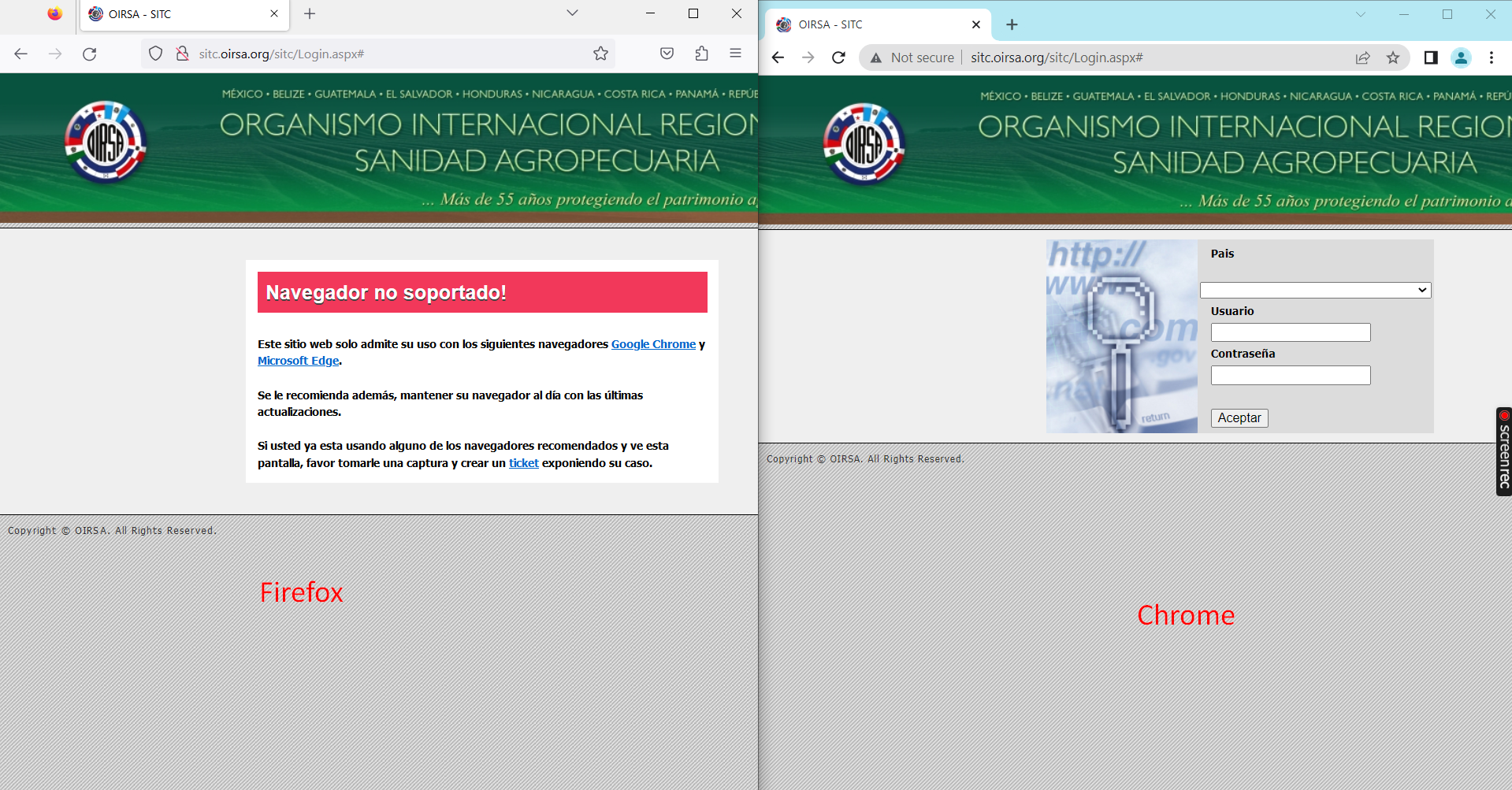 sitc.oirsa.org - Firefox is not a supported browser · Issue #119402 · webcompat/web-bugs · GitHub