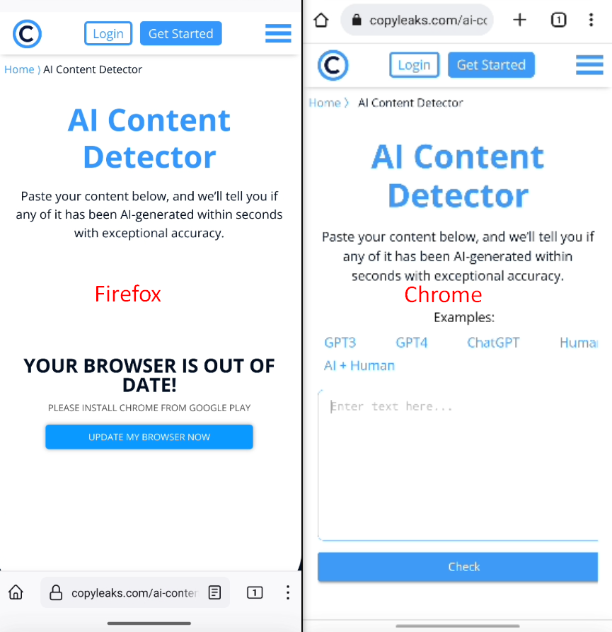 copyleaks.com - Firefox is not a supported browser · Issue #121395 · webcompat/web-bugs · GitHub