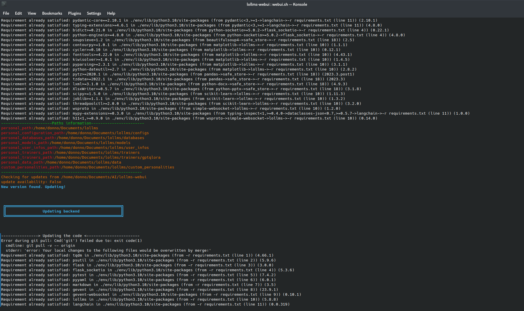 Stuck in update loop · Issue #416 · ParisNeo/lollms-webui · GitHub