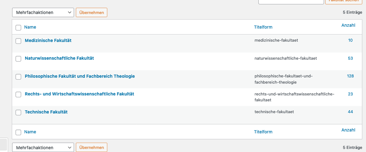 Datenfelder Taxonomie Fakultäten · Issue #19 · RRZE-Webteam/FAU-Studium · GitHub