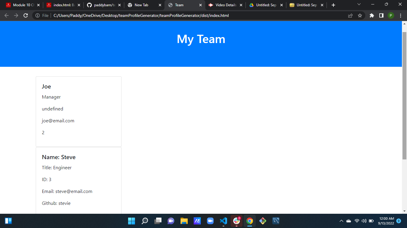 GitHub - paddybarn/teamProfileGenerator