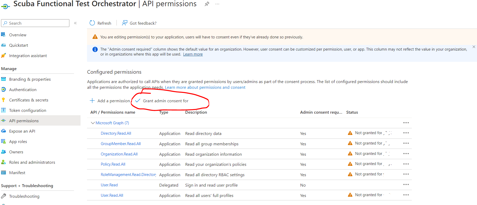 How to setup the permissions required to execute the automated ...