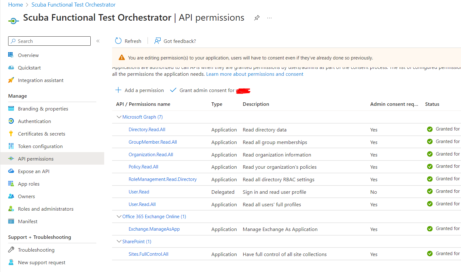 How to setup the permissions required to execute the automated ...