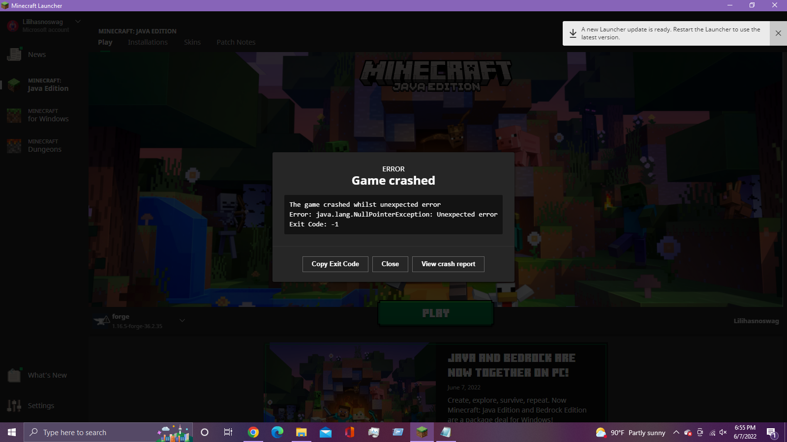 java.lang.NullPointerException: Unexpected error // Crash when hitting ...