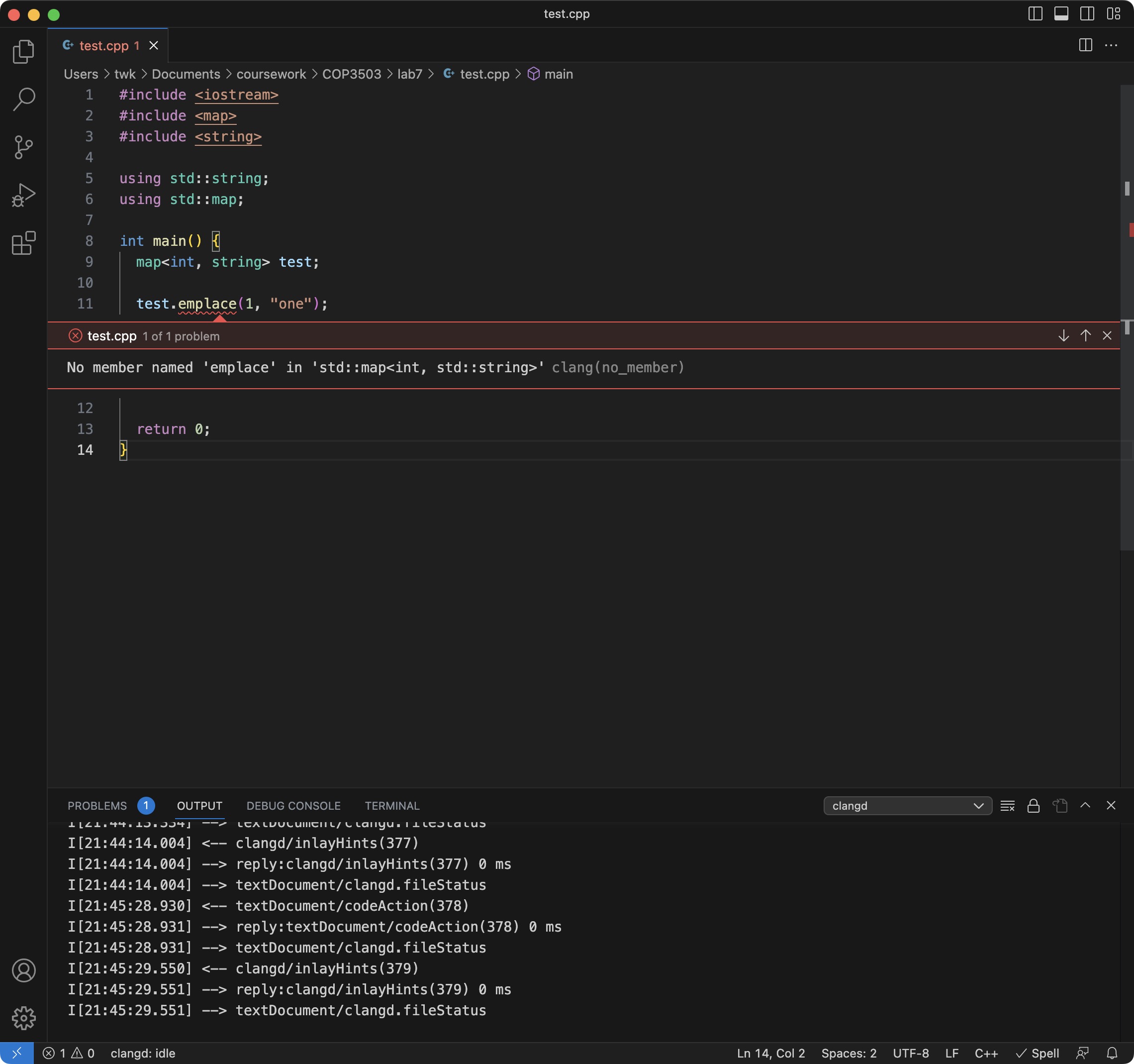 Calling Emplace For A Map Gives No Member Error · Issue 507 · Clangdvscode Clangd · Github