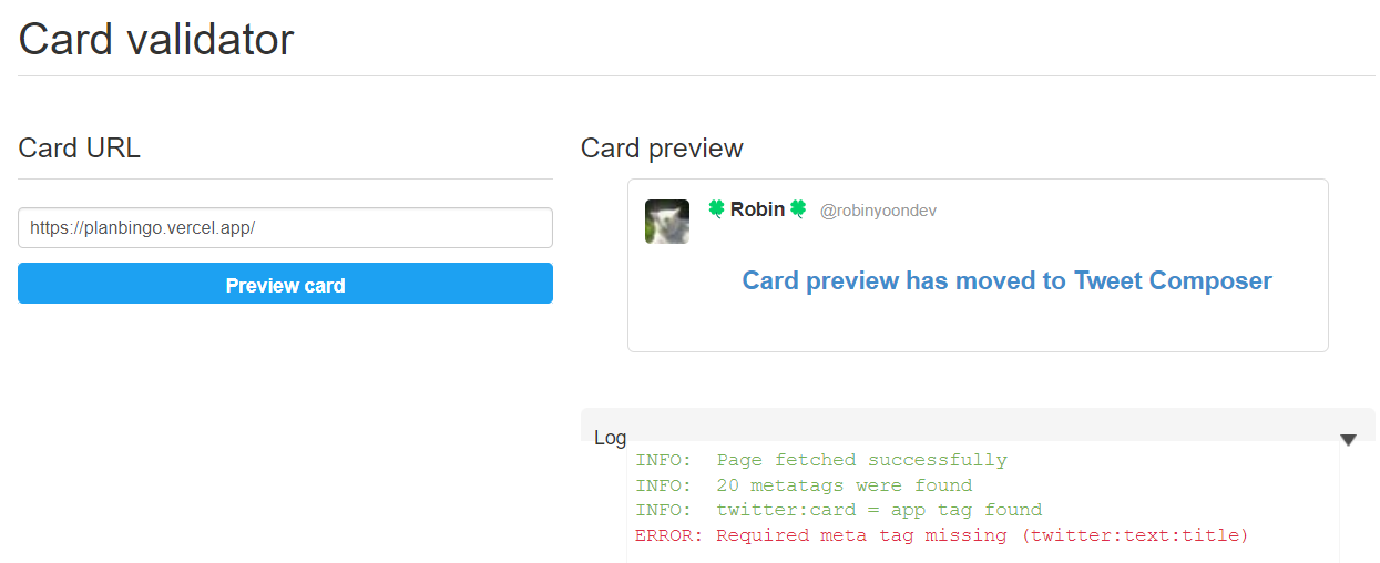 OG: 트위터 공유 시 플랜 빙고 이미지가 뜨도록 만들기. · Issue #19 · robinyoon-dev/plan-bingo-project · GitHub