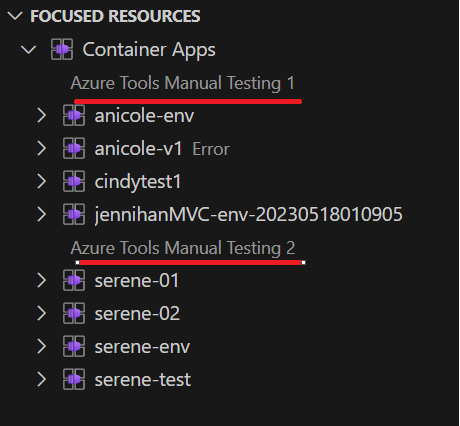 All subscriptions display in the FOCUSED RESOURCES view after executing "Focus Group" action ...