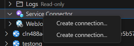 There are 2 "Create connection..." actions in "Service Connector" context menu · Issue #2565 ...