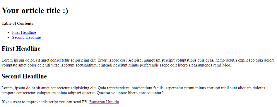 Github Ramazan Umutlutable Of Contents Automated Table Of Contents Script Written Lightly