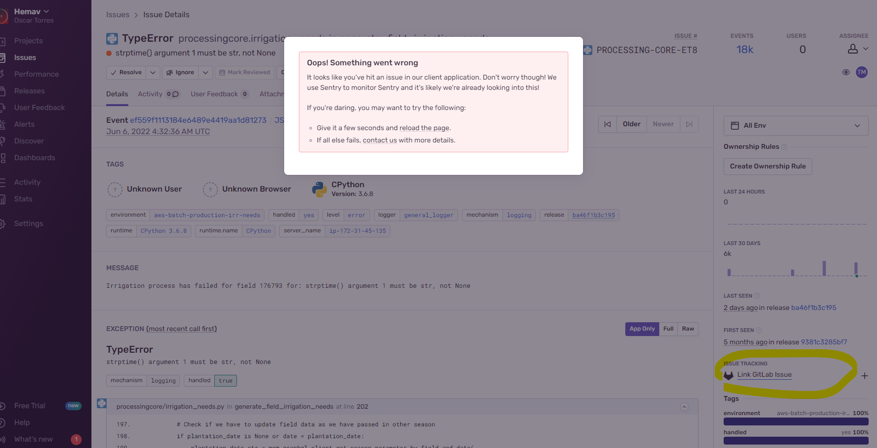 Unable to link Sentry issue to Gitlab issue · Issue #35458 · getsentry/sentry · GitHub