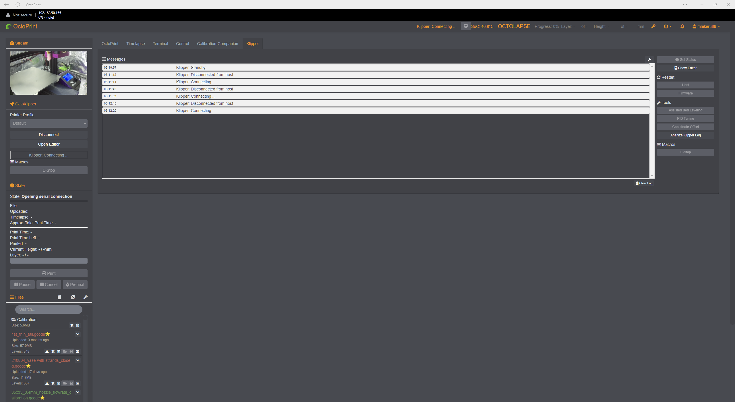 Can't get Klipper, ender board 4.2.7 and Octoprint working together ...