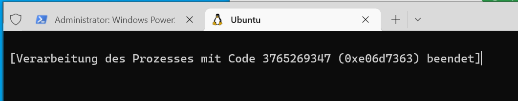 WSL2-Ubuntu [process exited with code 1] under updating 19564.1005 ...
