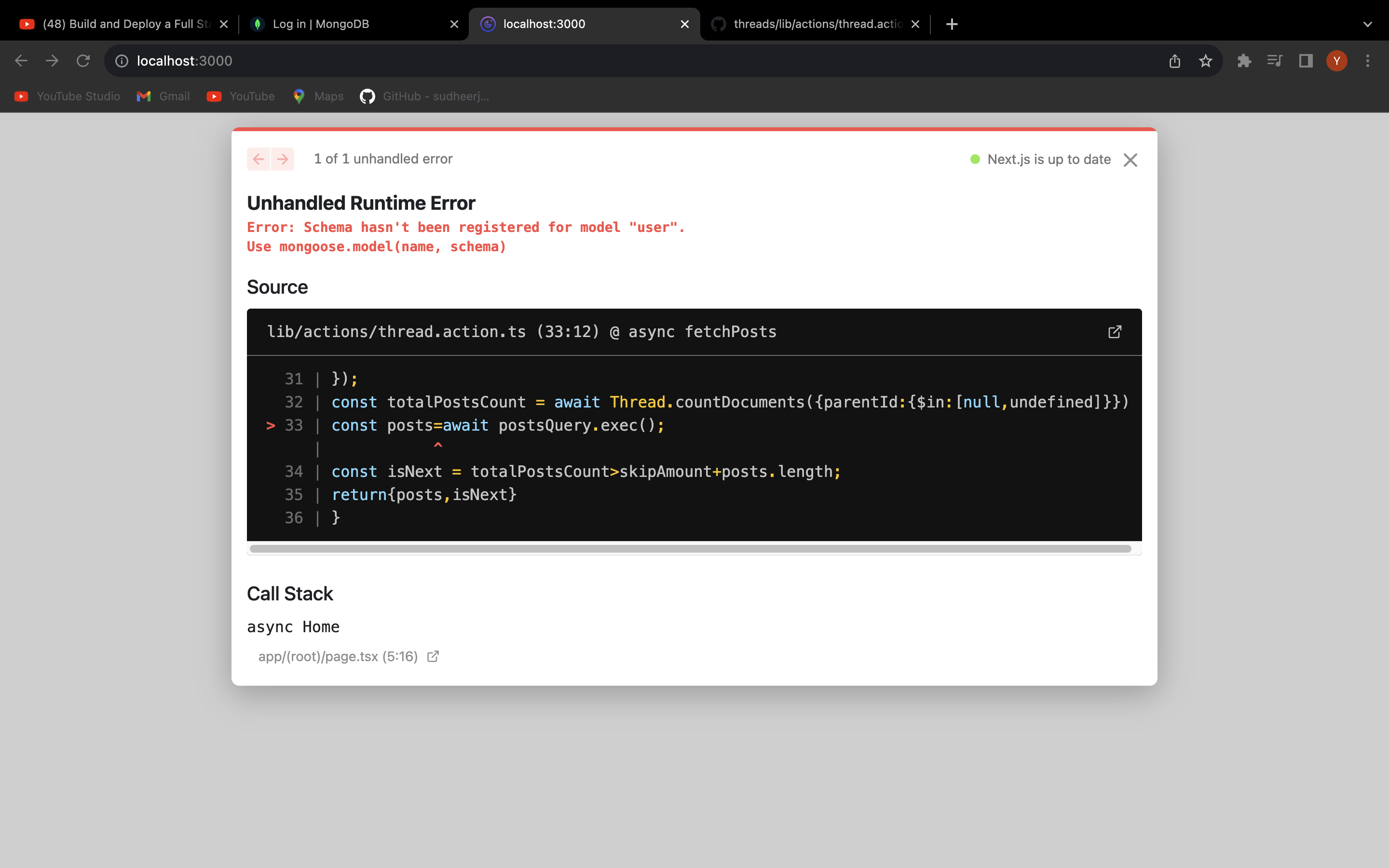 Unhandled Runtime Error · Issue 79 · Adrianhajdinthreads · Github
