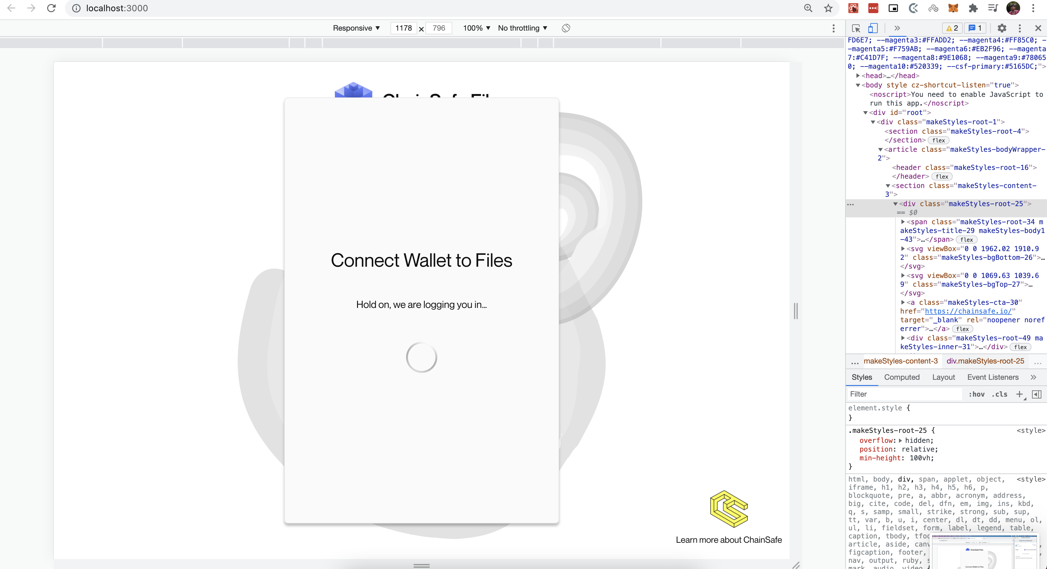 Login Loading Modal Overlaps The Logo · Issue 1510 · Chainsafeui Monorepo · Github
