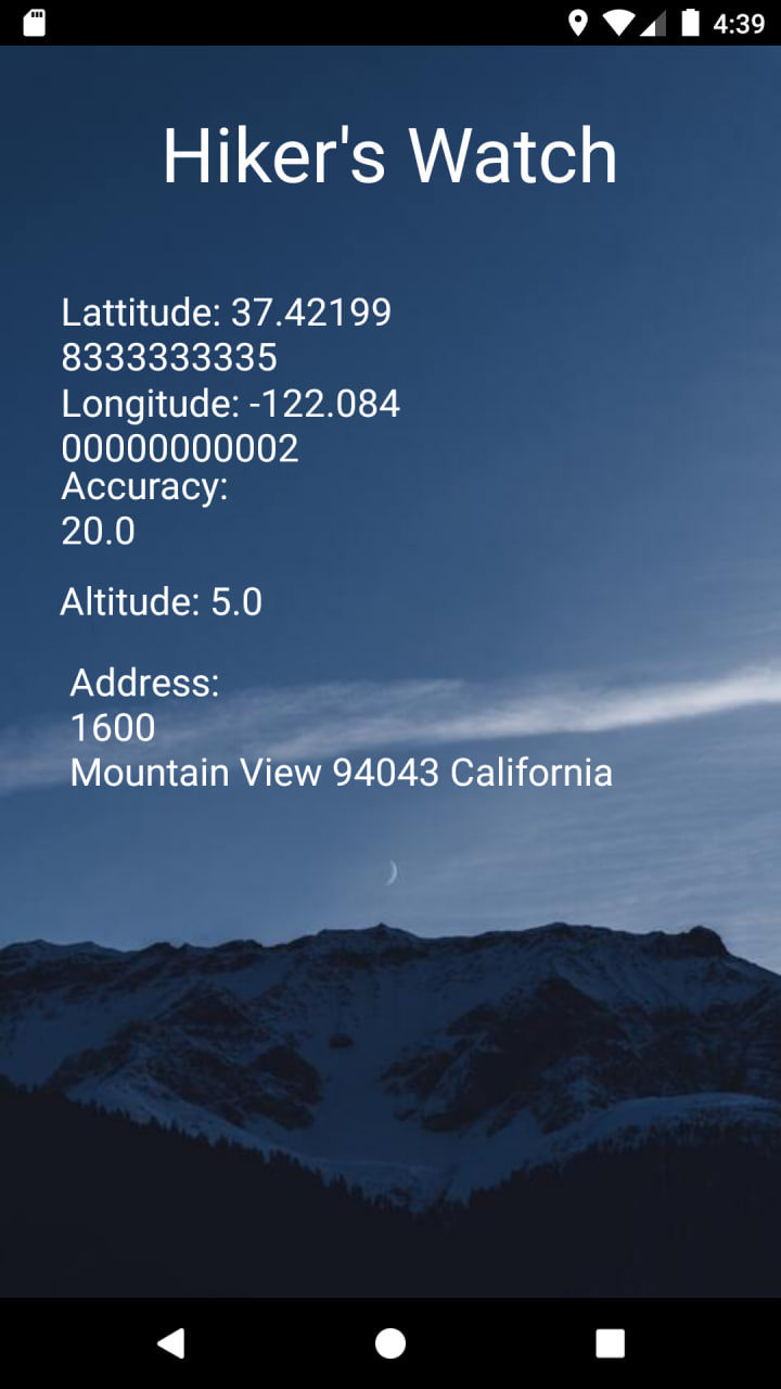 GitHub - meashishpatel/hiker-sWatch: App Designed for Hicking will display realtime Lattitude ...