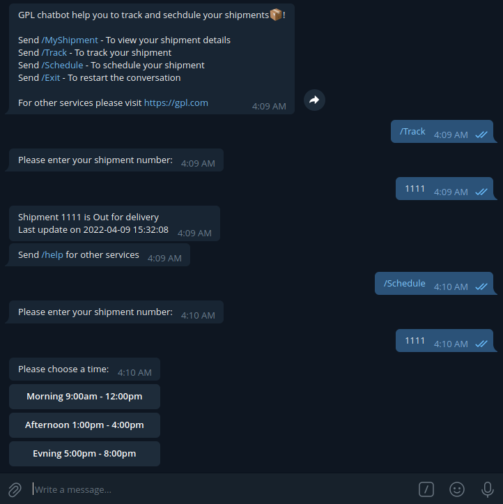 GitHub - arisuv/shipment-tracking-telegrambot: Telegram-bot that simulate a courior company ...