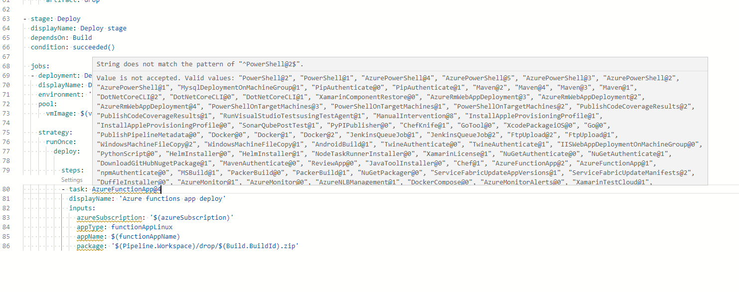 AzureFunctionApp@4 not supported by yml editor · Issue #166 ...