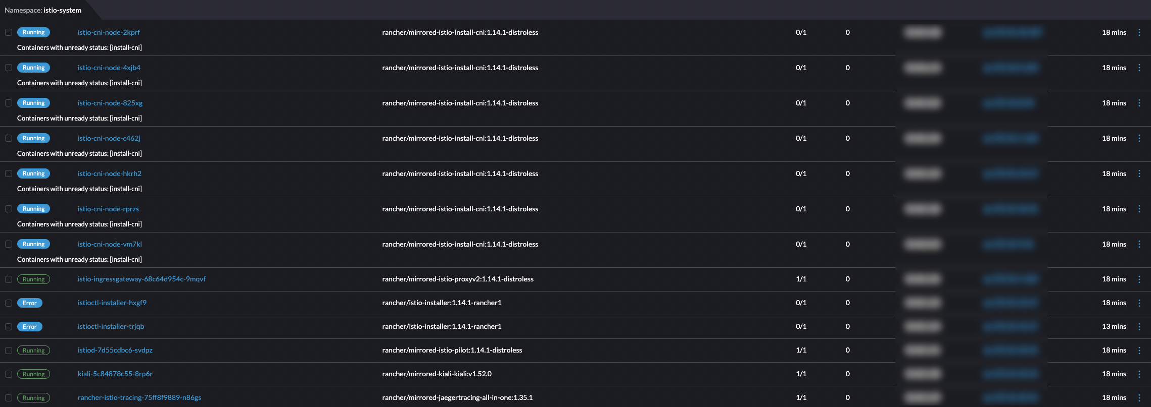 [BUG] Istio with CNI install fails on k3s hardened cluster · Issue #38849 · rancher/rancher · GitHub