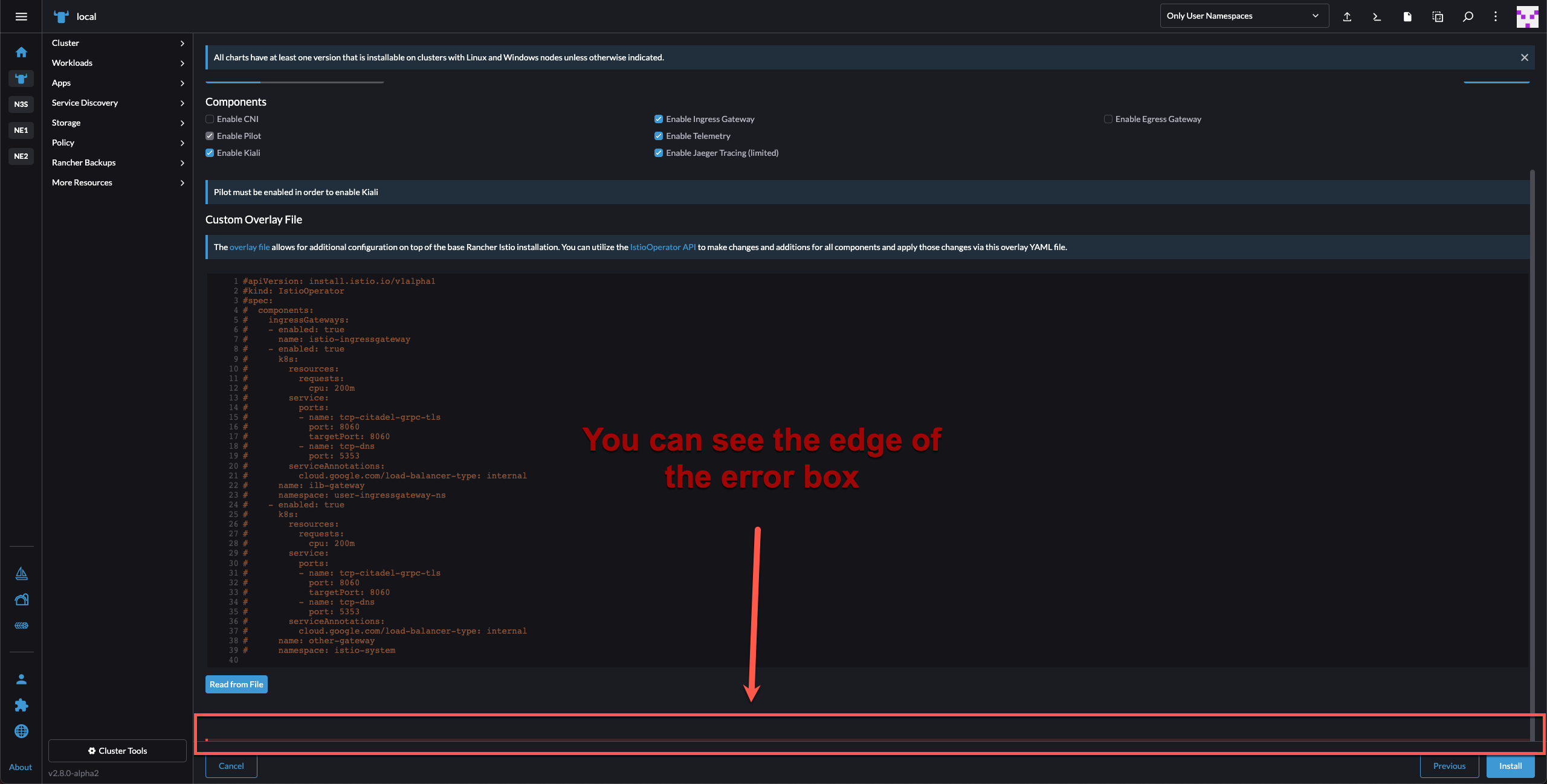 Error Message When Installing Chart Isnt Visible · Issue 9917 · Rancherdashboard · Github 