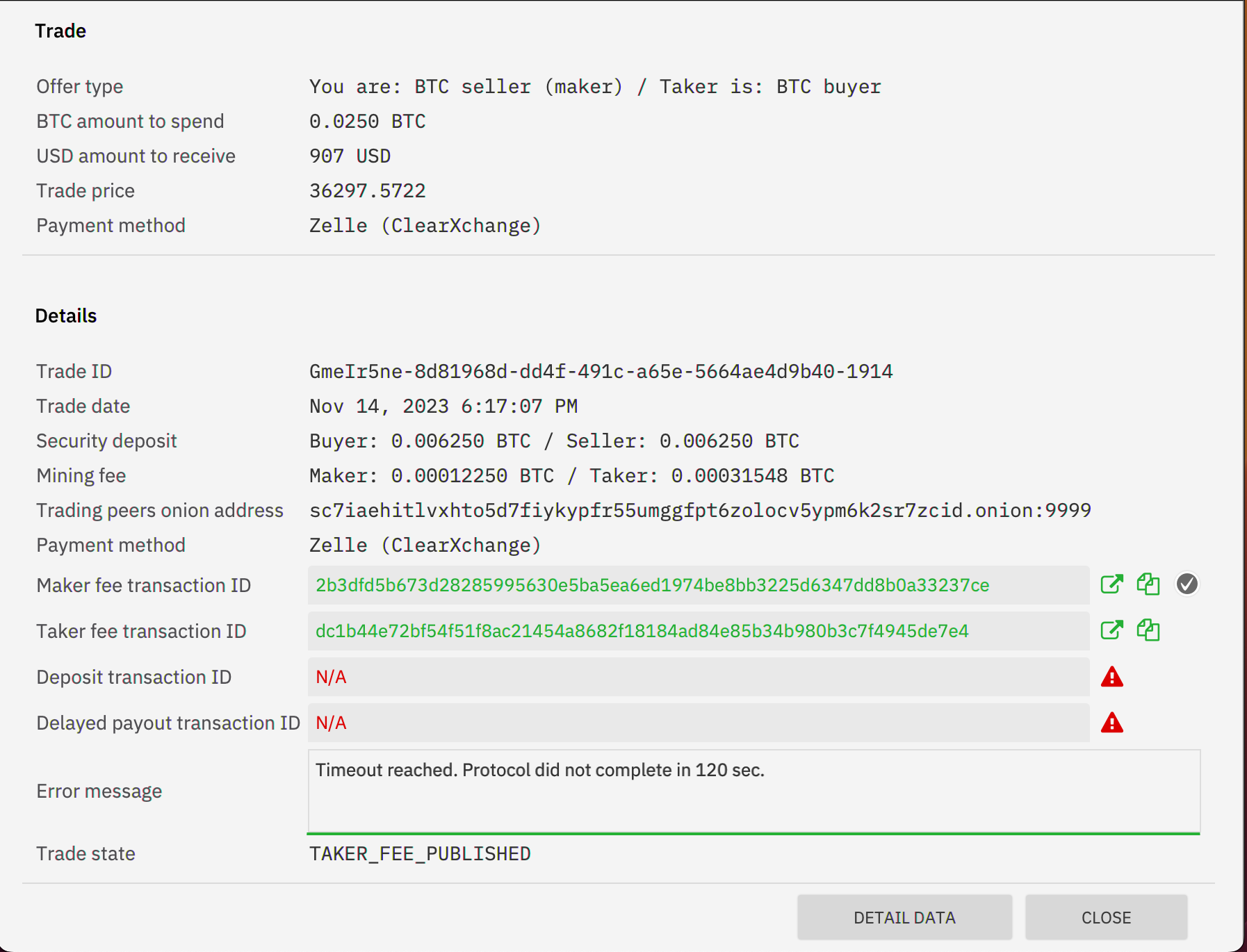 Fee reimbursement for trade GmeIr5ne · Issue #1506 · bisq-network/support · GitHub
