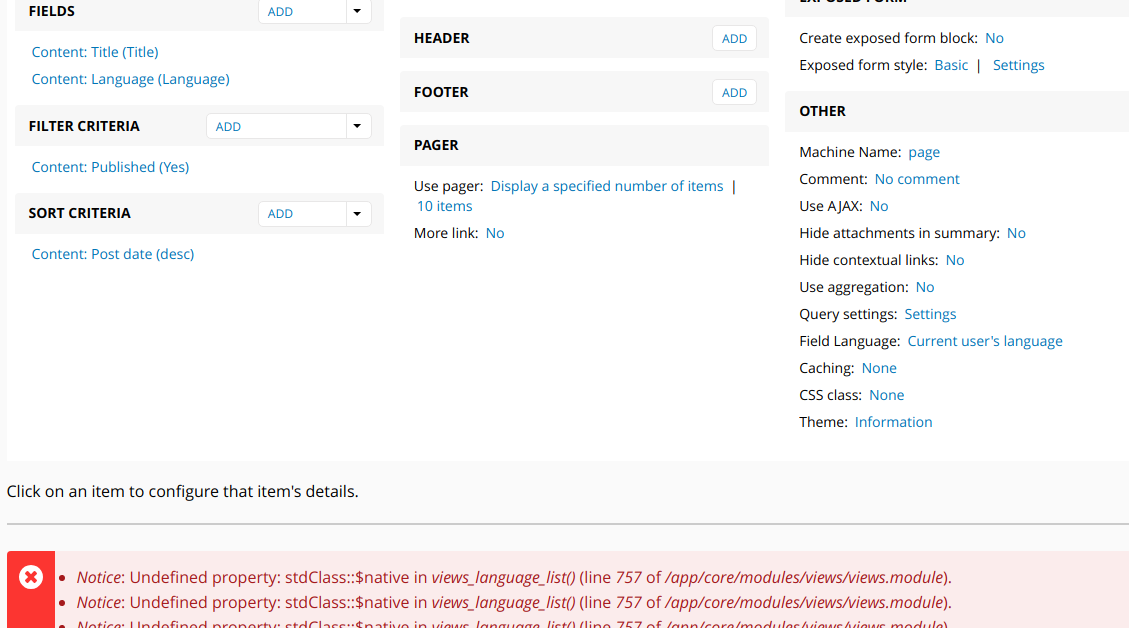 Undefined property: stdClass::$native in views_language_list() · Issue #3372 · backdrop/backdrop ...