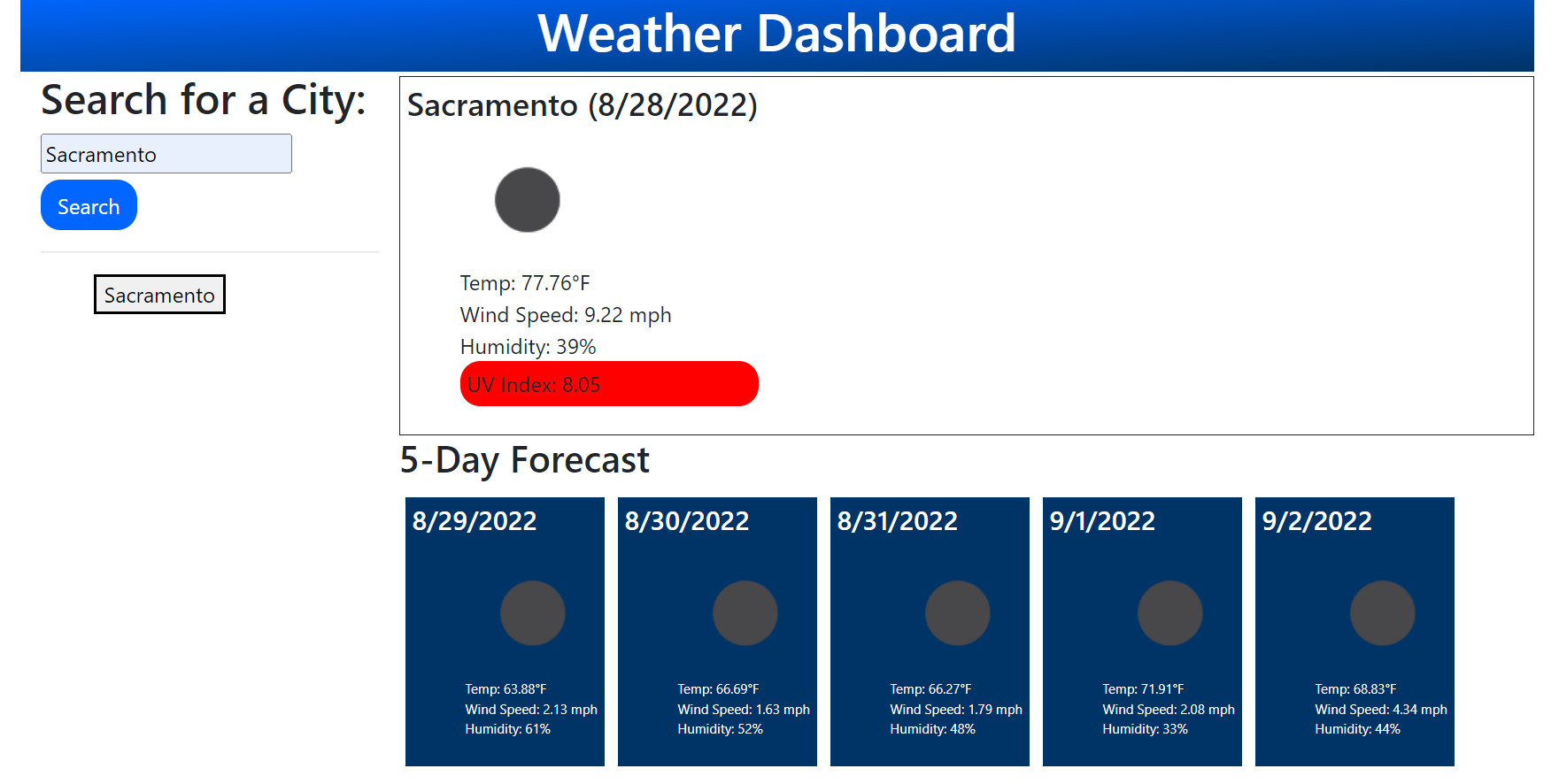GitHub - catherinecunningham/mod-6-weatherdashboard