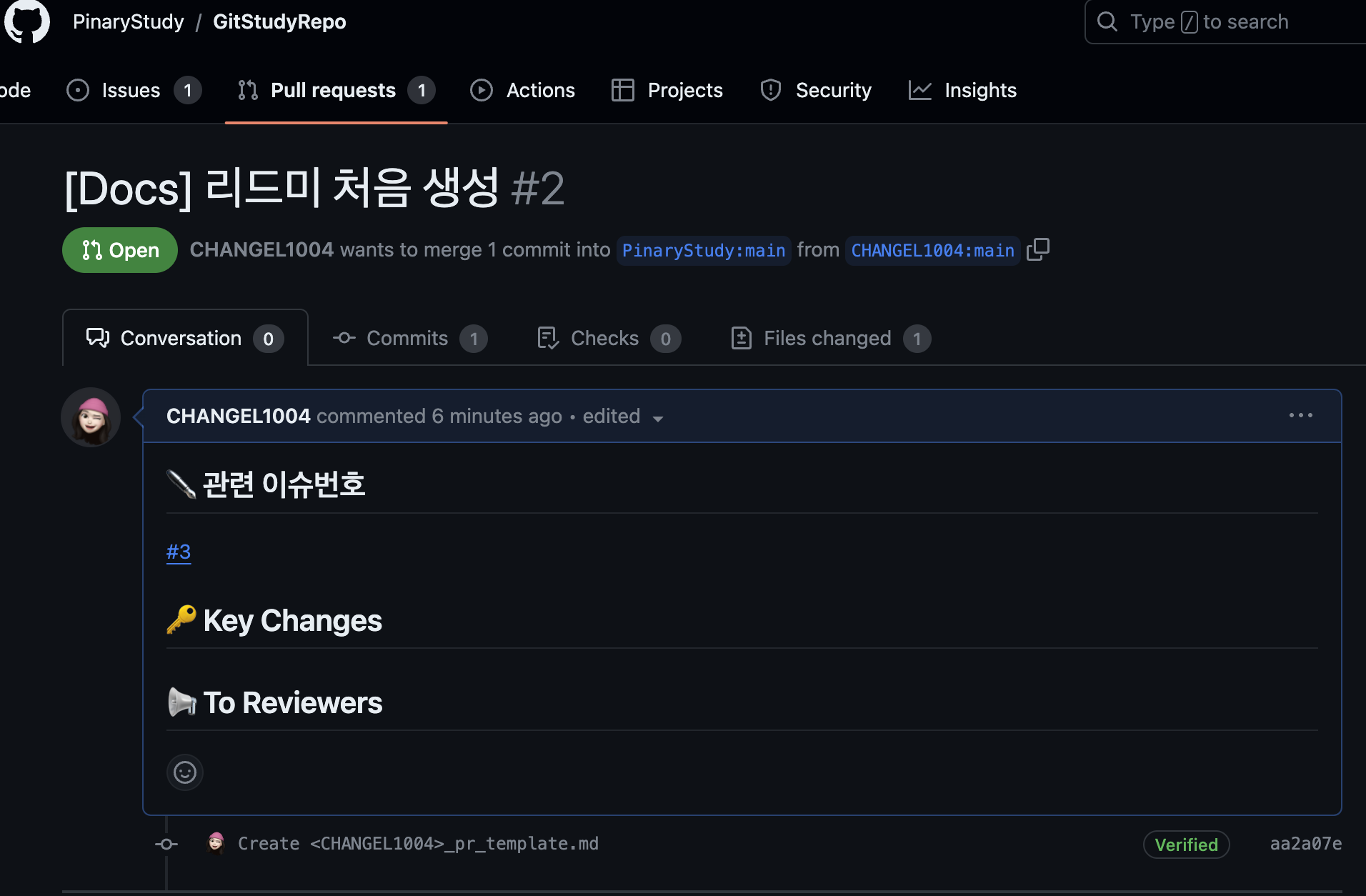 박채은 4주차 인증 · Issue #63 · PinaryStudy/Git-Task · GitHub