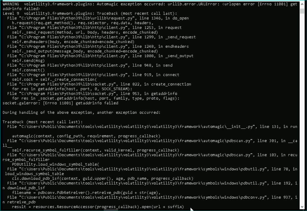 Downloading PDB files failed (`getaddrinfo` failed) · Issue #762 · volatilityfoundation ...