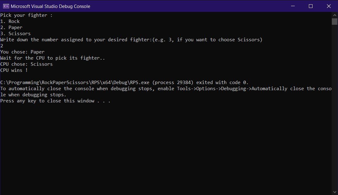 GitHub - sebidieter26/rock-paper-scissors-in-cpp: A C++ text-based rock, paper and scissors game