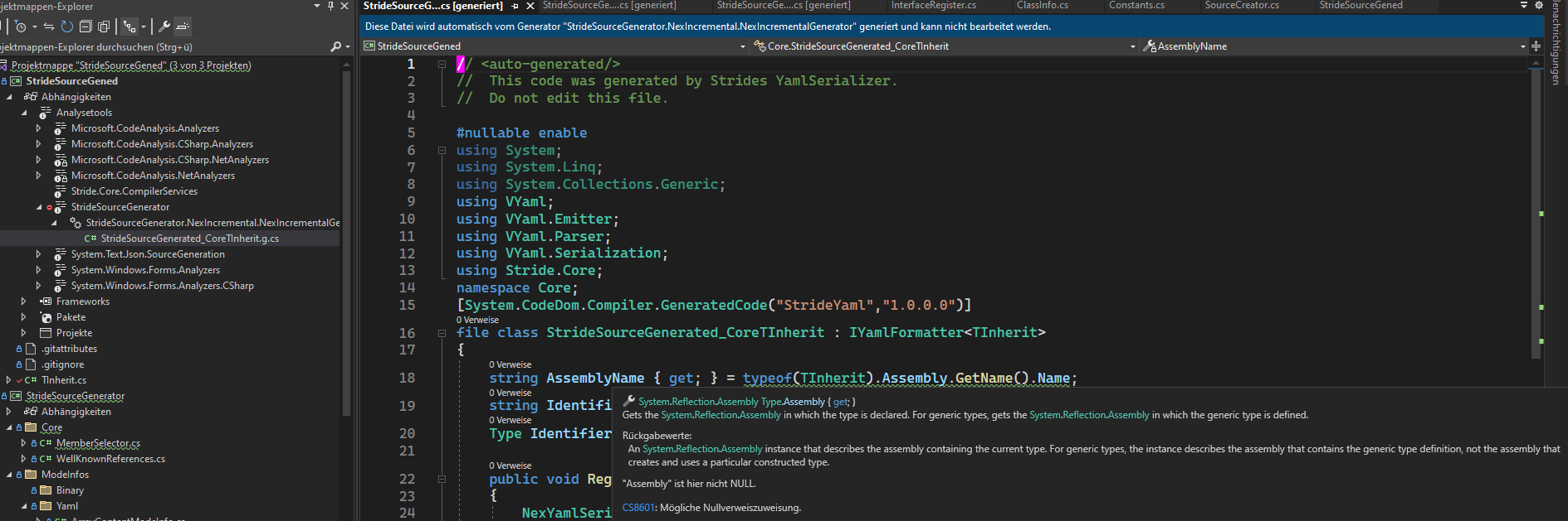 Visual Studio reports warnings in auto-generated tagged files · Issue #70280 · dotnet/roslyn ...
