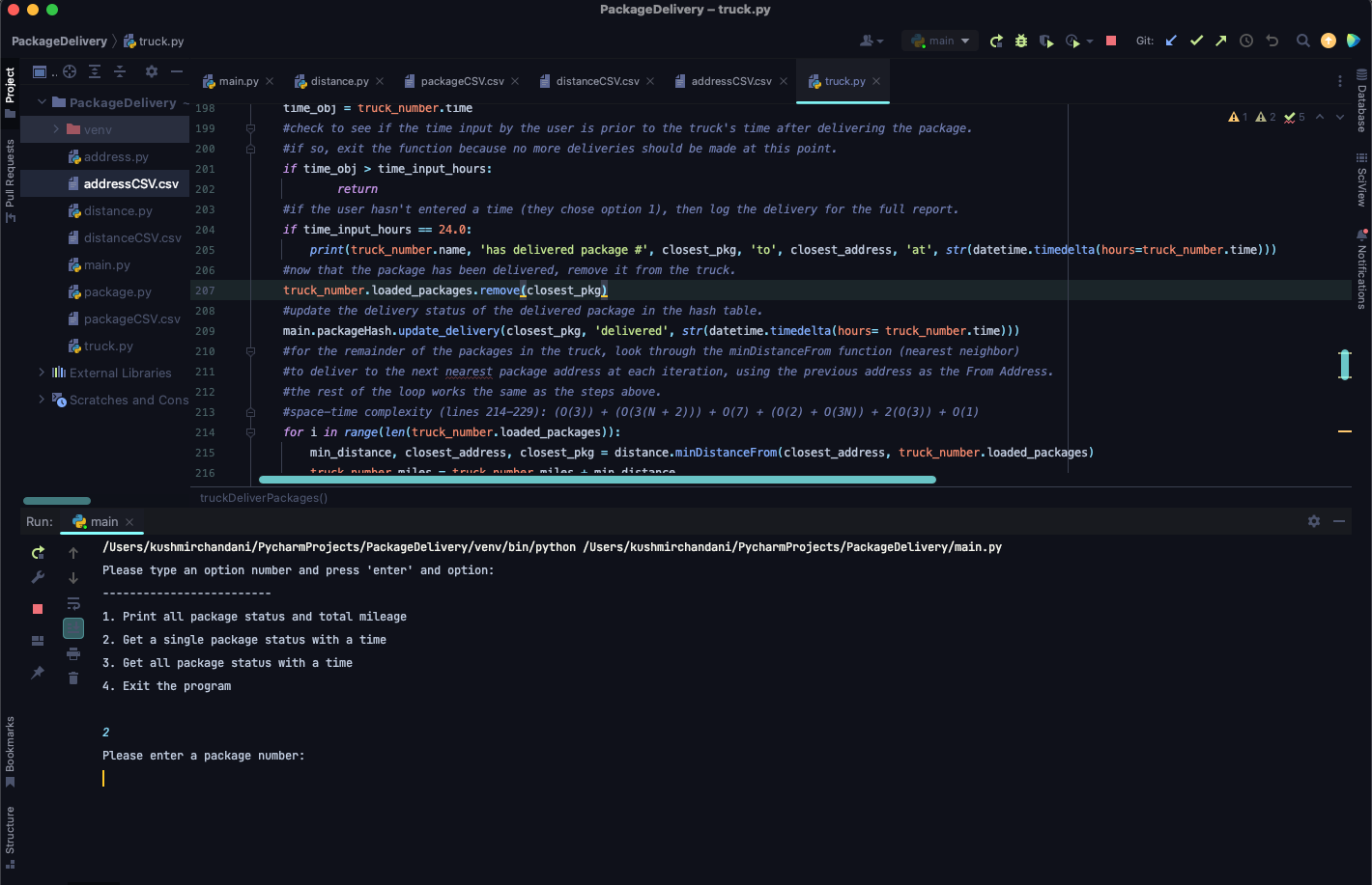 GitHub - kushmirc/PackageDelivery: A Python project which finds the ...