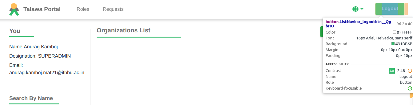 bug:create organisation button(on the dashboard page) has different background color than the ...