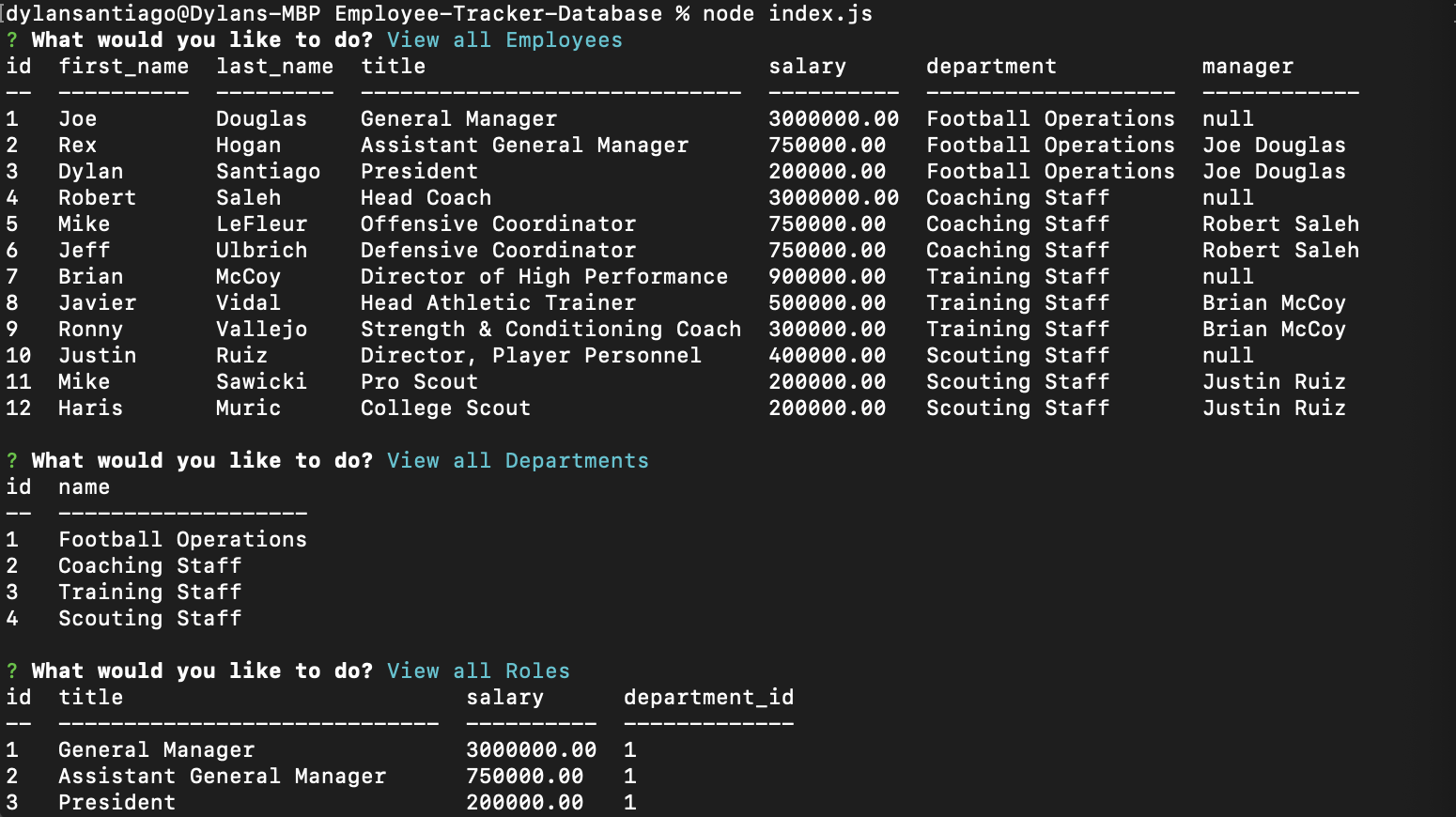 GitHub - DylanSantiago/Employee-Tracker-Database