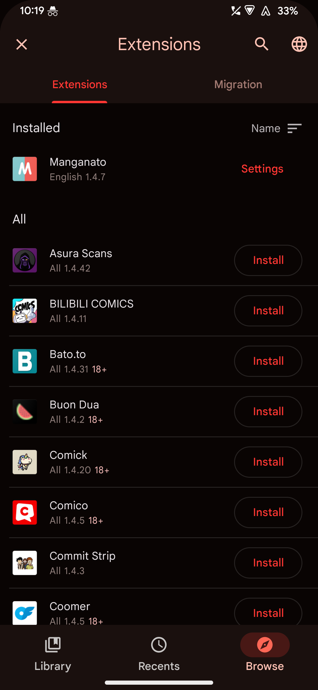 Aniyomi can't get any manga extensions · Issue #894 · aniyomiorg/aniyomi · GitHub