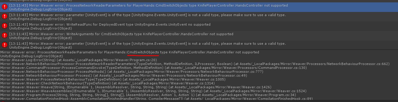 Constant Weaver errors on empty unity project · Issue #391 · MirrorNetworking/Mirror · GitHub