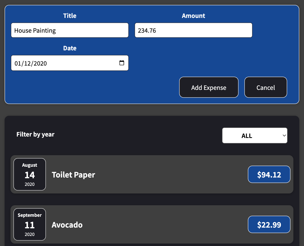 GitHub - samuel-santos91/expense-organizer: Application to list, add, edit and delete expenses.