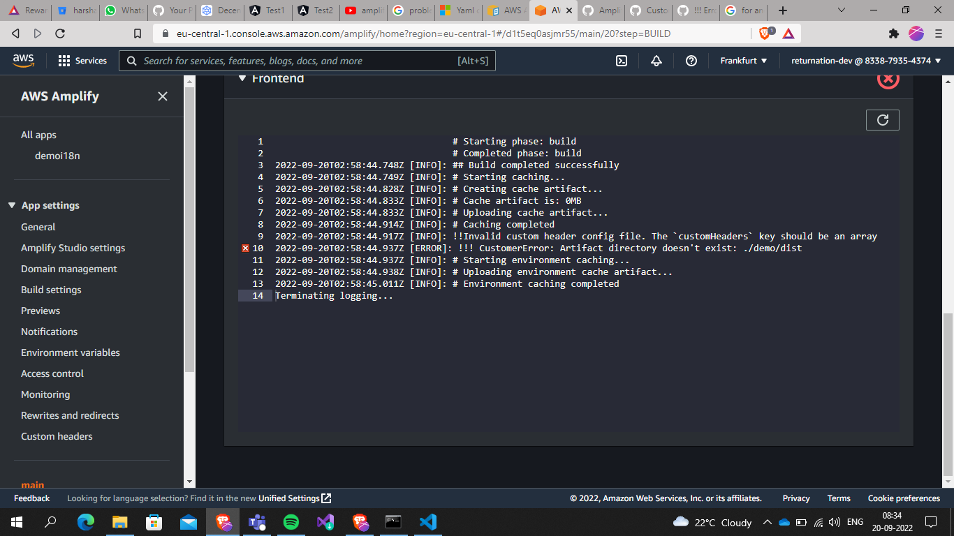 Error: Artifact directory doesn't exist: build · Issue #987 · aws-amplify/amplify-hosting · GitHub