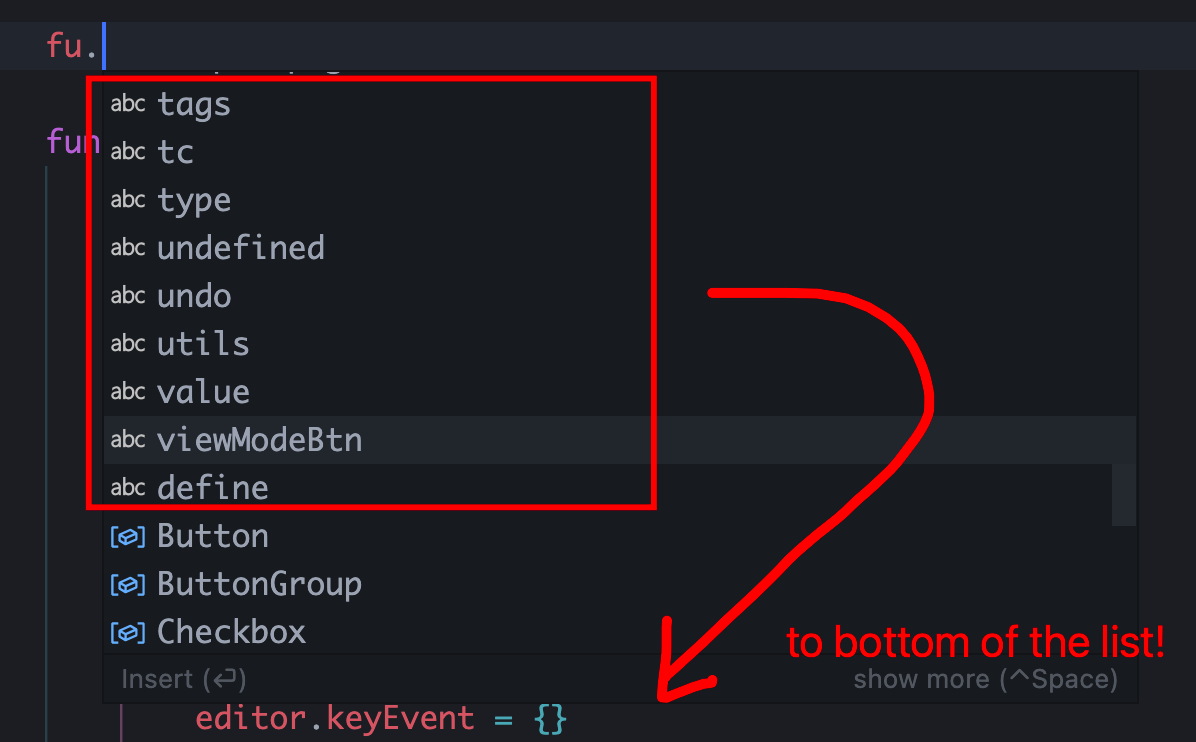 Change the name suggestion to the bottom of the list · Issue #176229 · microsoft/vscode · GitHub