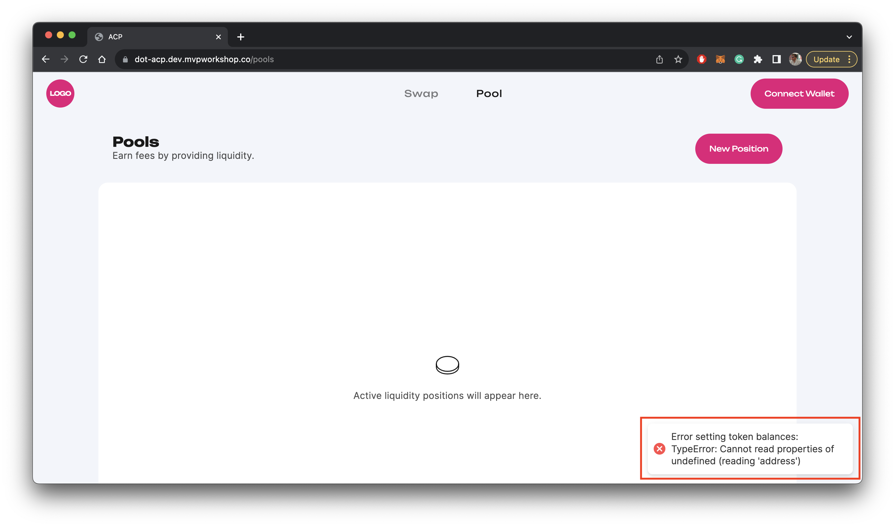 Change error message when no wallet installed · Issue #71 · MVPWorkshop/dot-acp-ui · GitHub