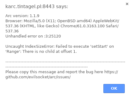 Uncaught IndexSizeError: Failed to execute 'setStart' on 'Range': There is no child at offset 1 ...