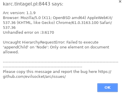Uncaught HierarchyRequestError: Failed to execute 'appendChild' on 'Node': Only one element on ...