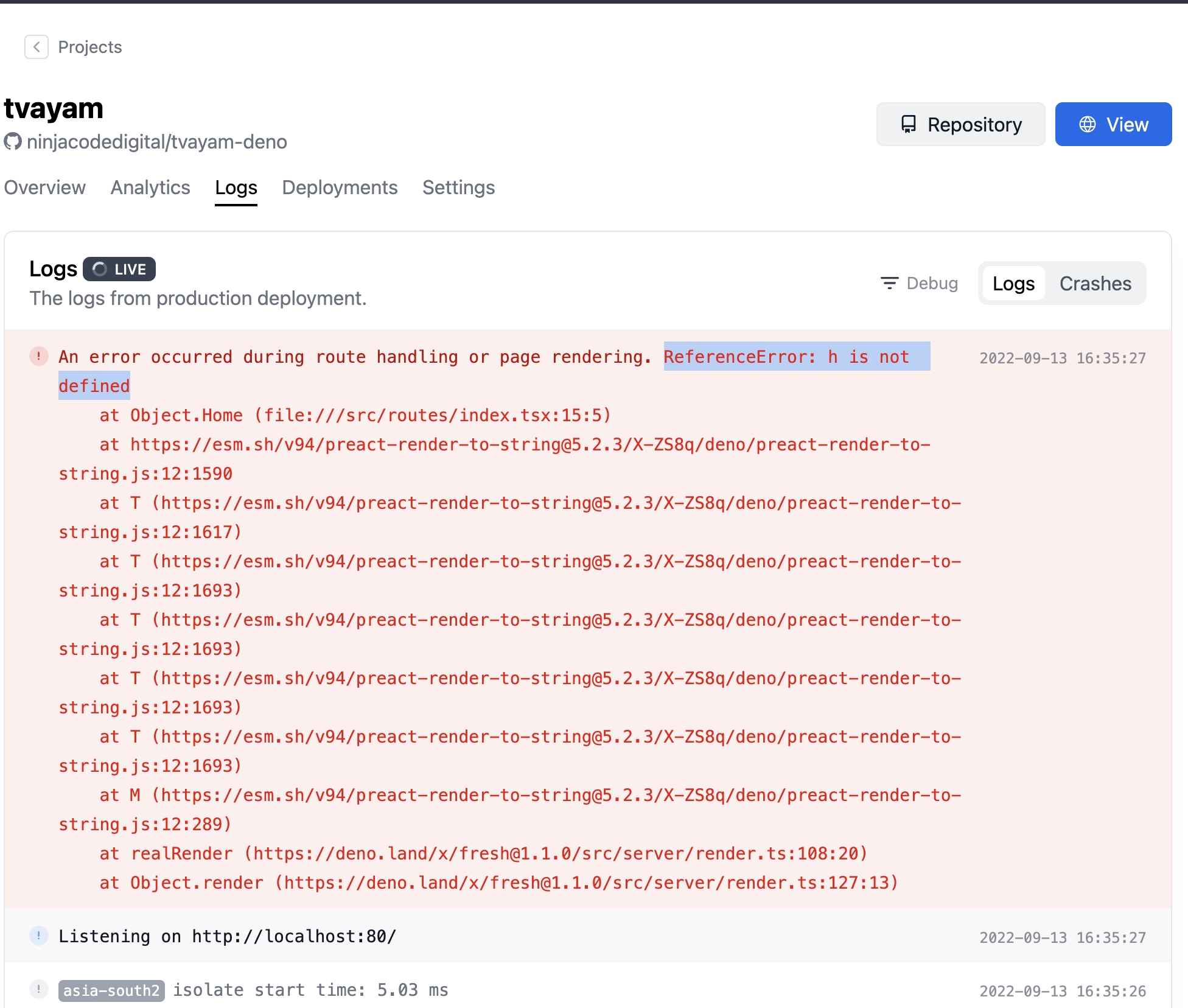 ReferenceError: h is not defined · Issue #767 · denoland/fresh · GitHub