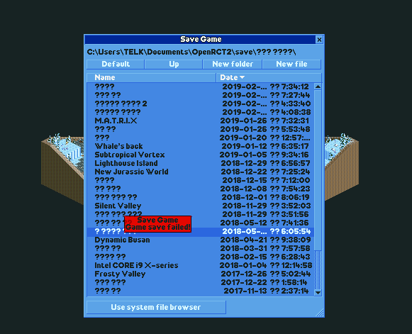 Park cannot be saved in a certain map · Issue #8701 · OpenRCT2/OpenRCT2 · GitHub
