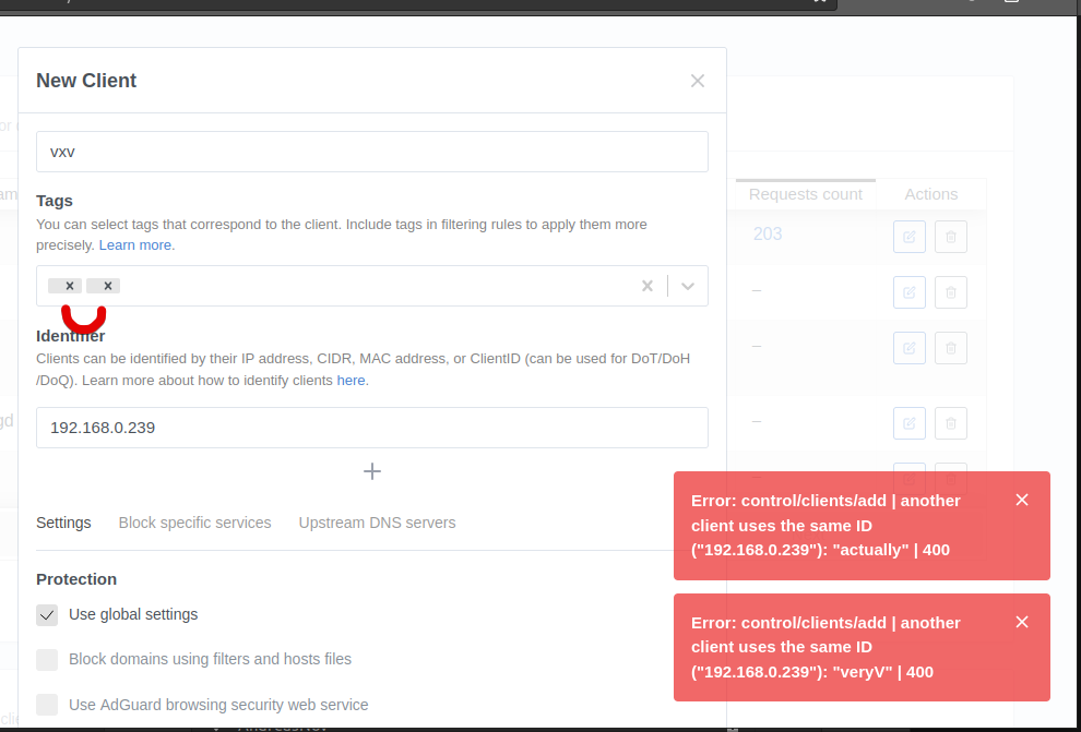 Client tags become invalid after an attempt to add the client with a duplicated identifier ...