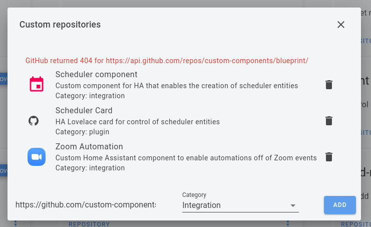 Adding a custom repo doesn't work with a trailing slash. · Issue #1483 · hacs/integration · GitHub