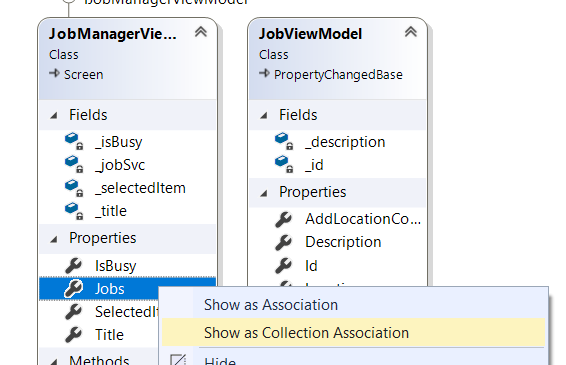 BindableCollection: Unable to Show as Collection Association in VS ...